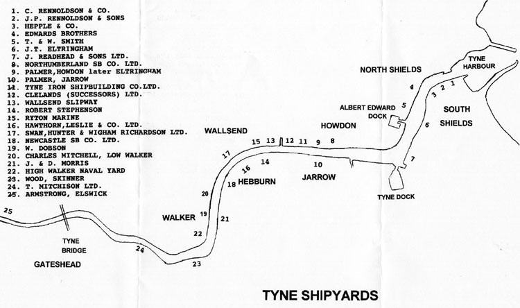 Map of Tyne Shipyards